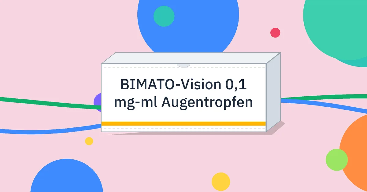 Symbolbild: Packung mit der Aufschrift BIMATO-Vision 0,1 mg-ml Augentropfen (PZN 13331709) – Verfügbarkeit und Bezug in Apotheken in Frankfurt am Main
