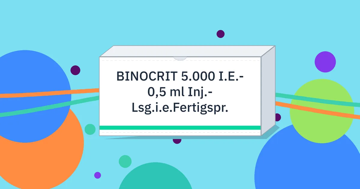 Symbolbild: Packung mit der Aufschrift BINOCRIT 5.000 I.E.-0,5 ml Inj.-Lsg.i.e.Fertigspr. (PZN 18084799) – Verfügbarkeit und Bezug in Apotheken in Frankfurt am Main