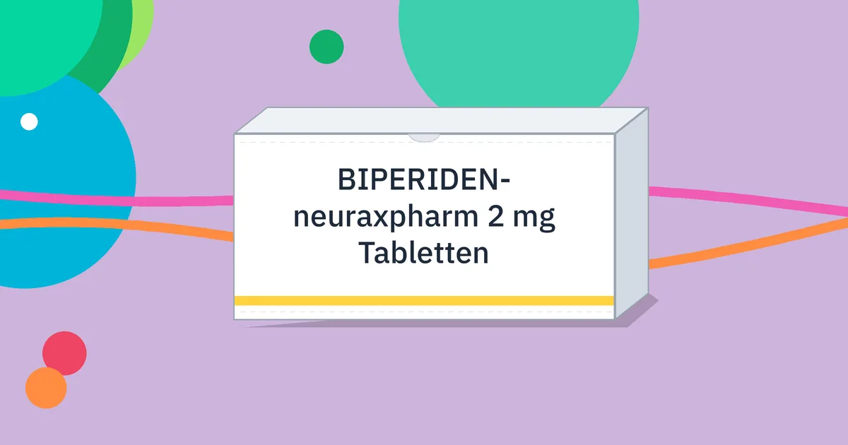 Symbolbild: Packung mit der Aufschrift BIPERIDEN-neuraxpharm 2 mg Tabletten (PZN 06616558) – Verfügbarkeit und Bezug in Apotheken in Frankfurt am Main