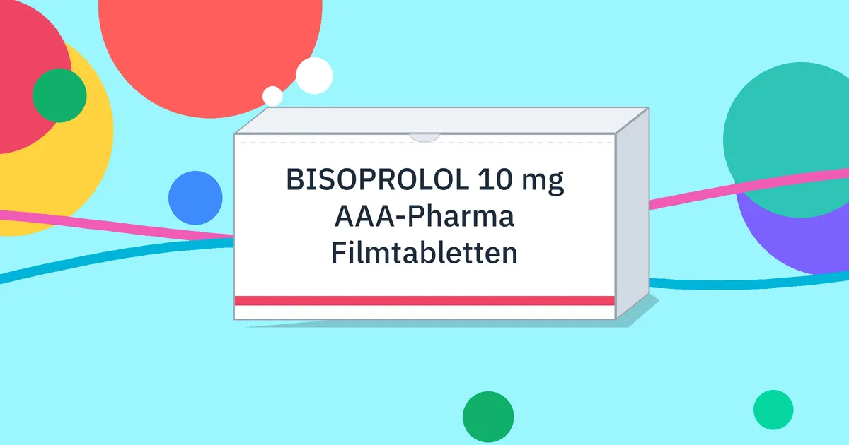 Symbolbild: Packung mit der Aufschrift BISOPROLOL 10 mg AAA-Pharma Filmtabletten (PZN 02344063) – Verfügbarkeit und Bezug in Apotheken in Frankfurt am Main