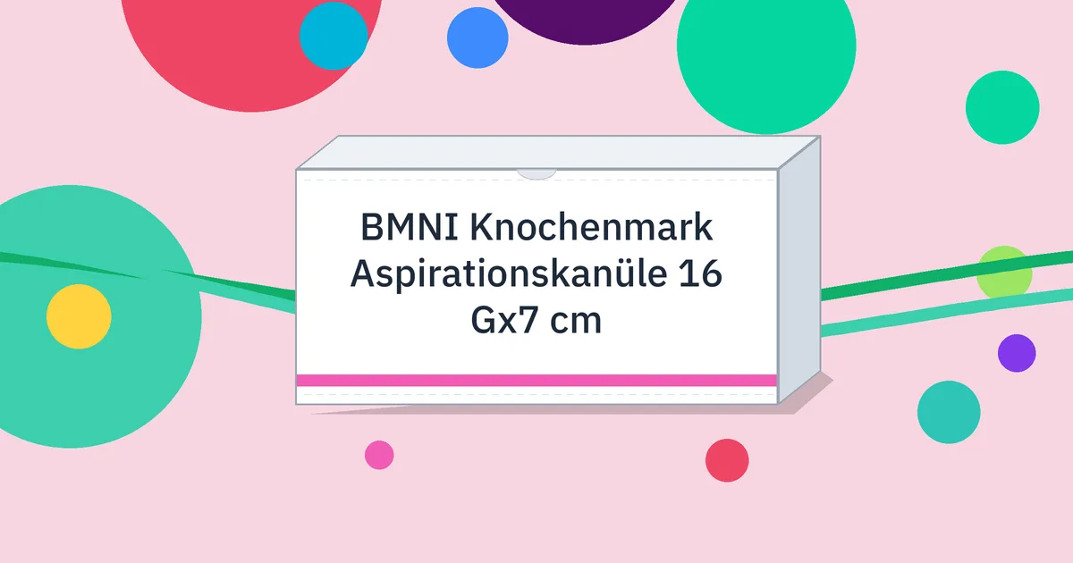 Symbolbild: Packung mit der Aufschrift BMNI Knochenmark Aspirationskanüle 16 Gx7 cm (PZN 06125926) – Verfügbarkeit und Bezug in Apotheken in Frankfurt am Main