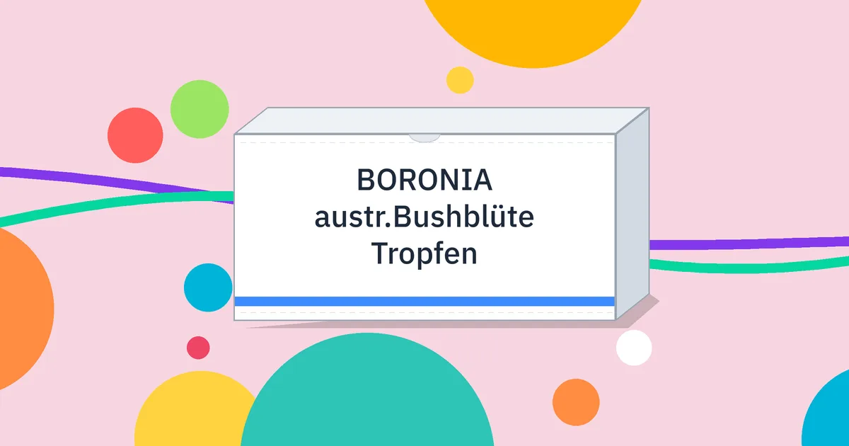 Symbolbild: Packung mit der Aufschrift BORONIA austr.Bushblüte Tropfen (PZN 06126363) – Verfügbarkeit und Bezug in Apotheken in Frankfurt am Main