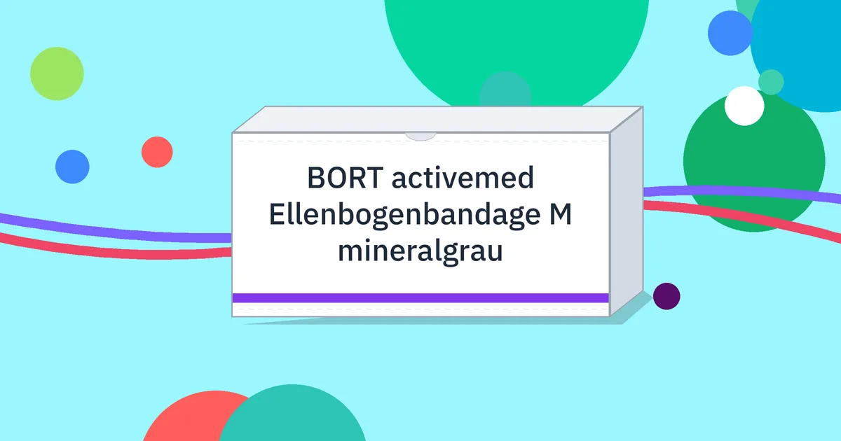 Symbolbild: Packung mit der Aufschrift BORT activemed Ellenbogenbandage M mineralgrau (PZN 13424090) – Verfügbarkeit und Bezug in Apotheken in Frankfurt am Main