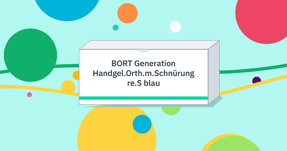 Symbolbild: Packung mit der Aufschrift BORT Generation Handgel.Orth.m.Schnürung re.S blau (PZN 18114796) – Verfügbarkeit und Bezug in Apotheken in Frankfurt am Main