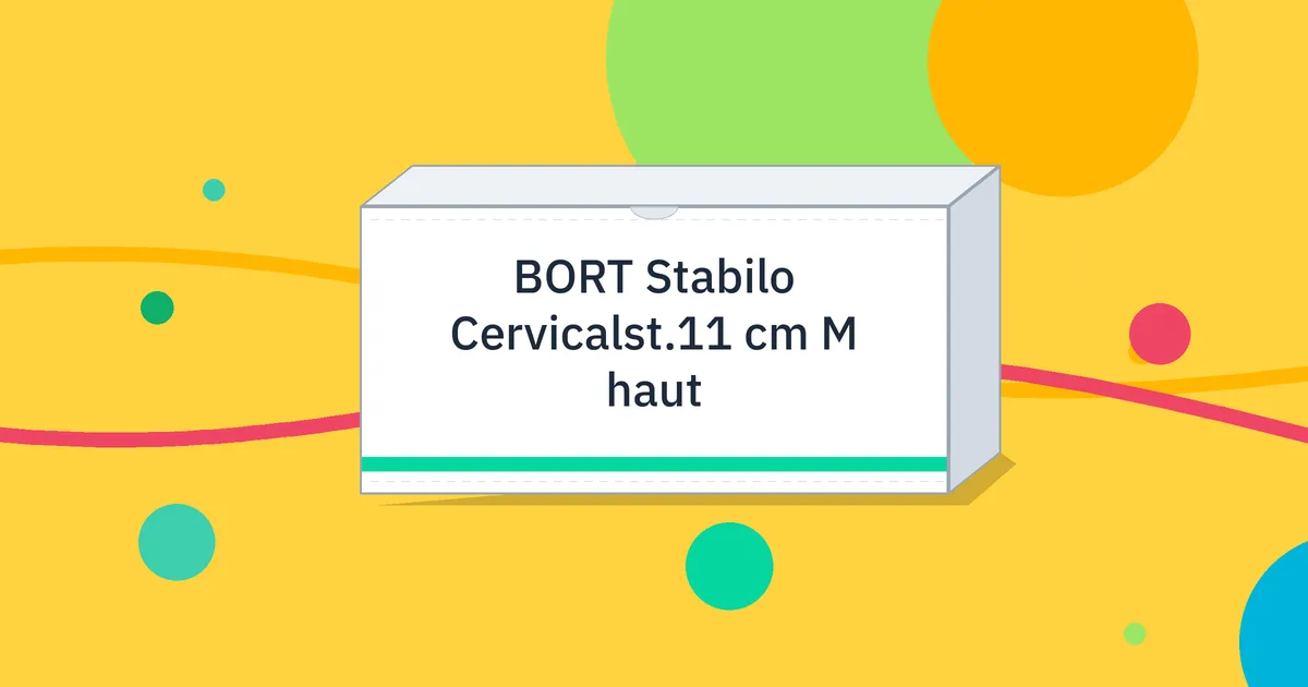 Symbolbild: Packung mit der Aufschrift BORT Stabilo Cervicalst.11 cm M haut (PZN 03294864) – Verfügbarkeit und Bezug in Apotheken in Frankfurt am Main