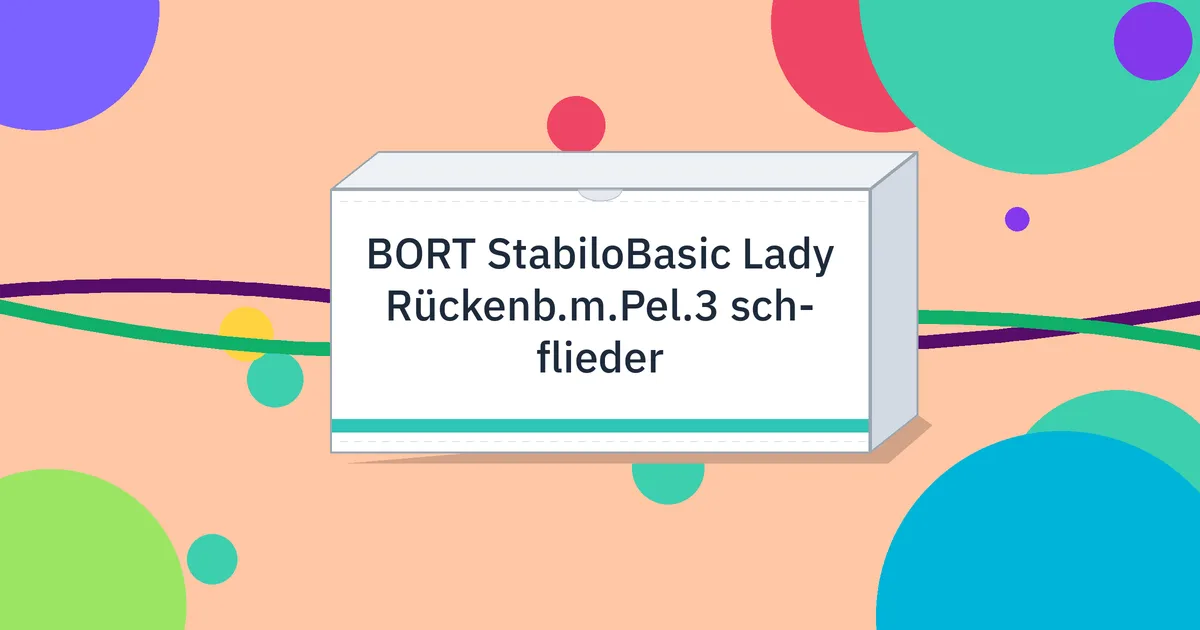 Symbolbild: Packung mit der Aufschrift BORT StabiloBasic Lady Rückenb.m.Pel.3 sch-flieder (PZN 02753086) – Verfügbarkeit und Bezug in Apotheken in Frankfurt am Main