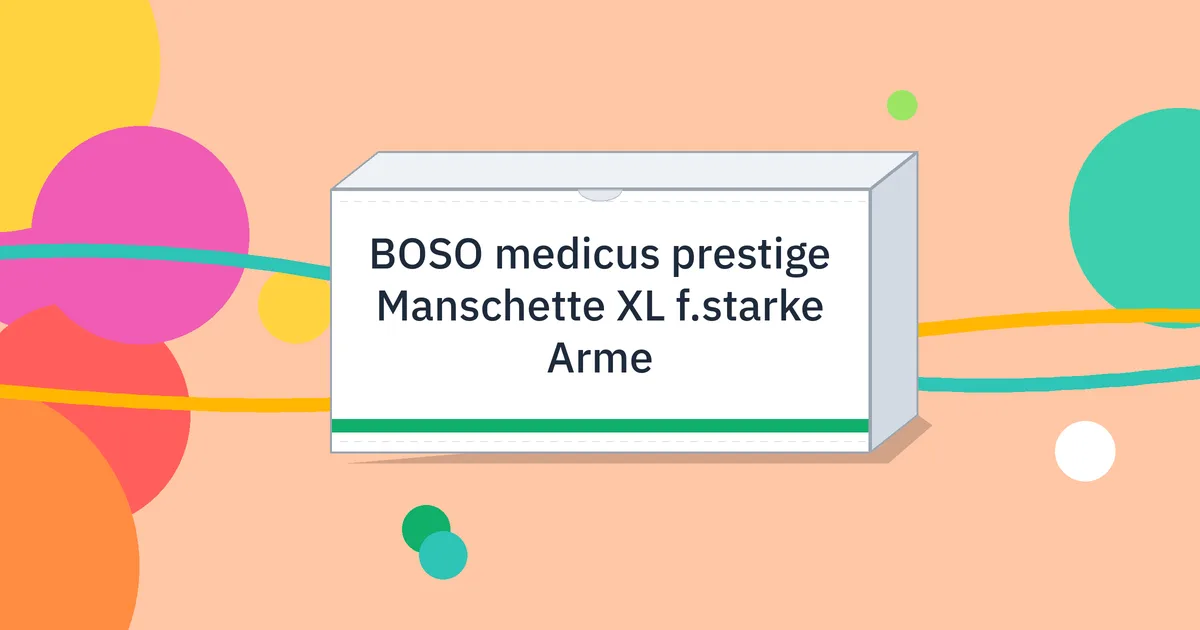 Symbolbild: Packung mit der Aufschrift BOSO medicus prestige Manschette XL f.starke Arme (PZN 00367835) – Verfügbarkeit und Bezug in Apotheken in Frankfurt am Main