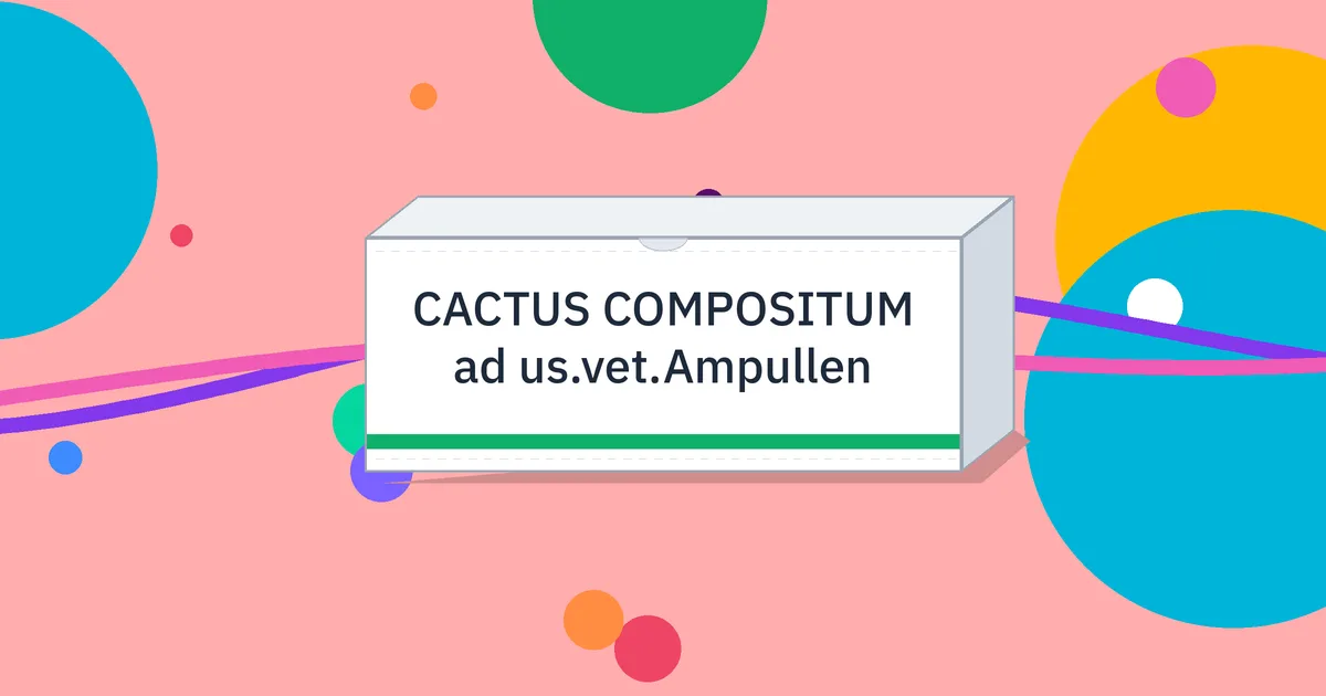 Symbolbild: Packung mit der Aufschrift CACTUS COMPOSITUM ad us.vet.Ampullen (PZN 02733913) – Verfügbarkeit und Bezug in Apotheken in Frankfurt am Main