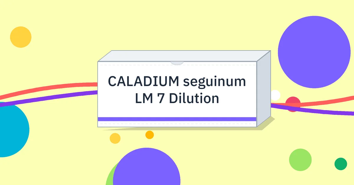 Symbolbild: Packung mit der Aufschrift CALADIUM seguinum LM 7 Dilution (PZN 13403722) – Verfügbarkeit und Bezug in Apotheken in Frankfurt am Main