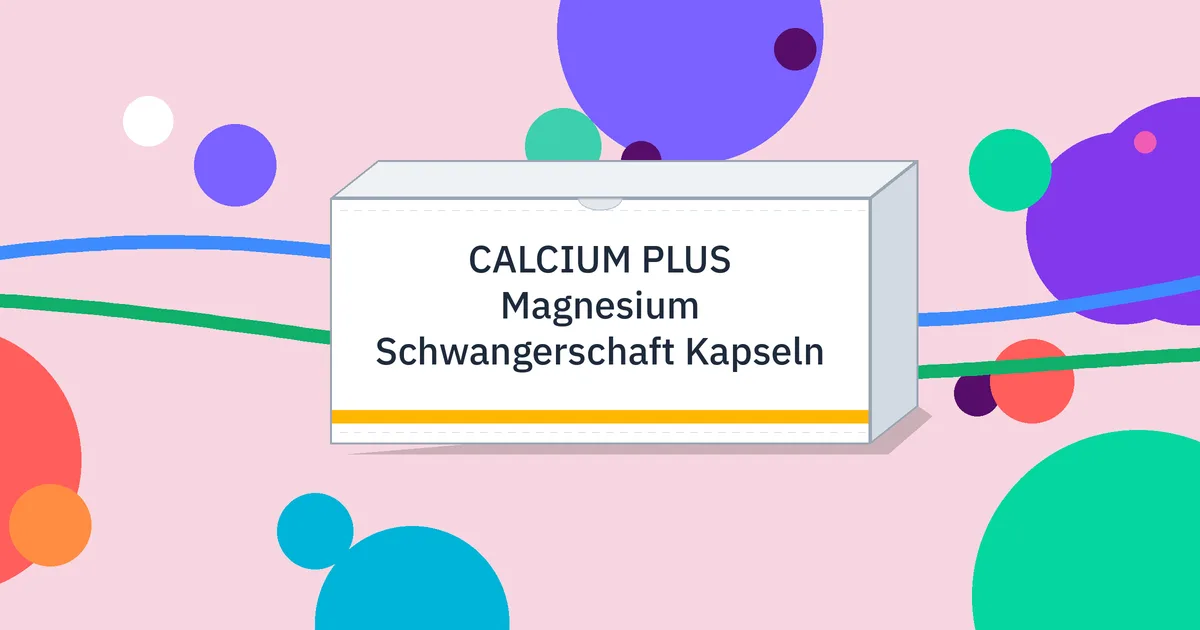 Symbolbild: Packung mit der Aufschrift CALCIUM PLUS Magnesium Schwangerschaft Kapseln (PZN 19726828) – Verfügbarkeit und Bezug in Apotheken in Frankfurt am Main