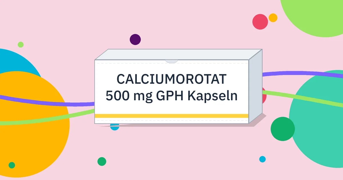 Symbolbild: Packung mit der Aufschrift CALCIUMOROTAT 500 mg GPH Kapseln (PZN 00897651) – Verfügbarkeit und Bezug in Apotheken in Frankfurt am Main