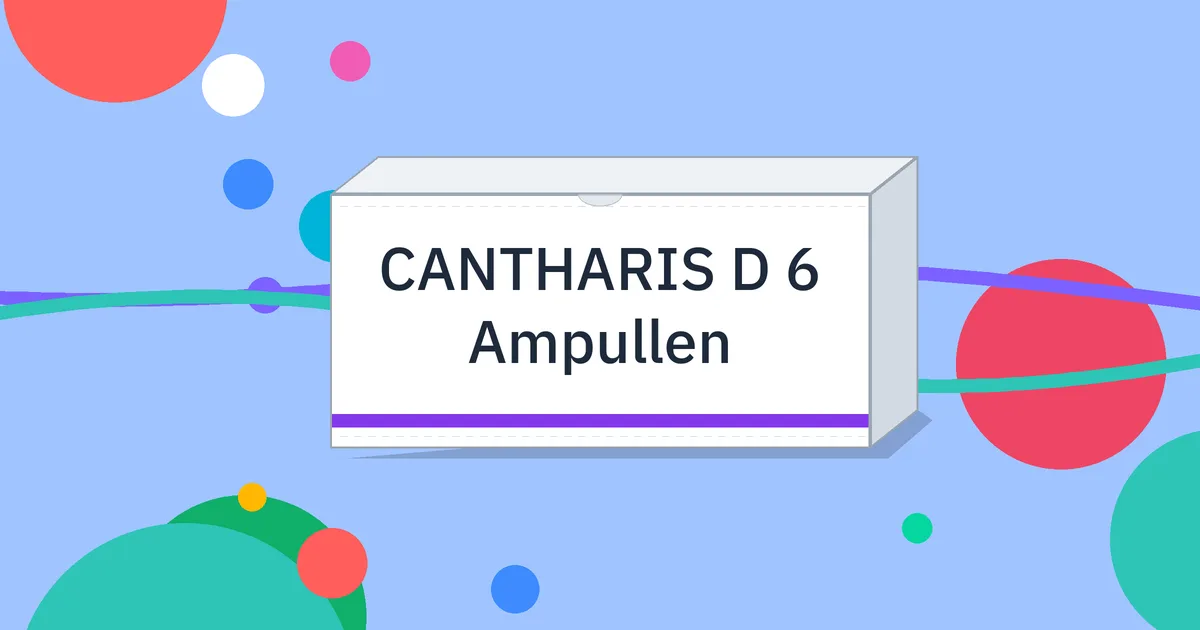 Symbolbild: Packung mit der Aufschrift CANTHARIS D 6 Ampullen (PZN 11704810) – Verfügbarkeit und Bezug in Apotheken in Frankfurt am Main