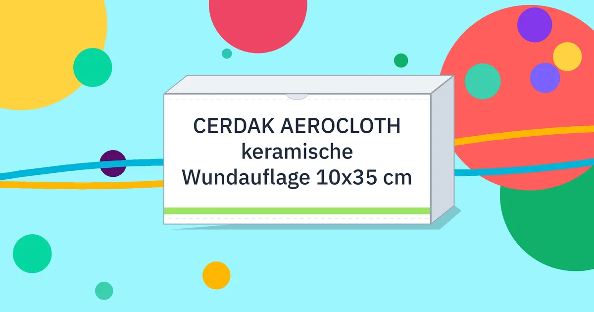 Symbolbild: Packung mit der Aufschrift CERDAK AEROCLOTH keramische Wundauflage 10x35 cm (PZN 19187248) – Verfügbarkeit und Bezug in Apotheken in Frankfurt am Main