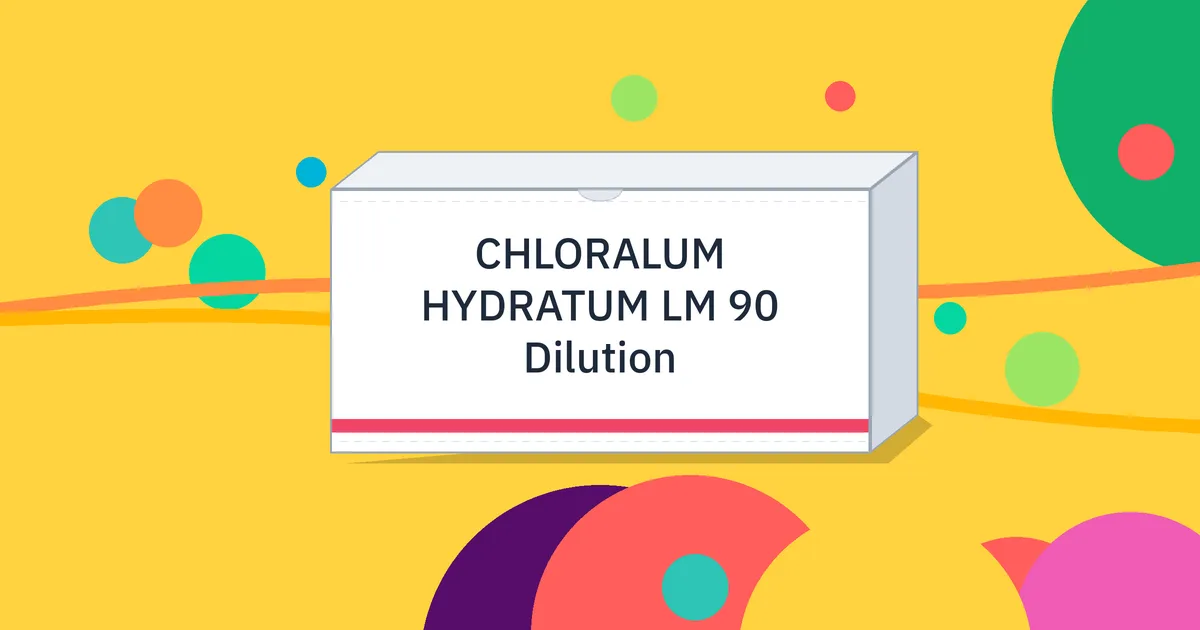 Symbolbild: Packung mit der Aufschrift CHLORALUM HYDRATUM LM 90 Dilution (PZN 13444359) – Verfügbarkeit und Bezug in Apotheken in Frankfurt am Main