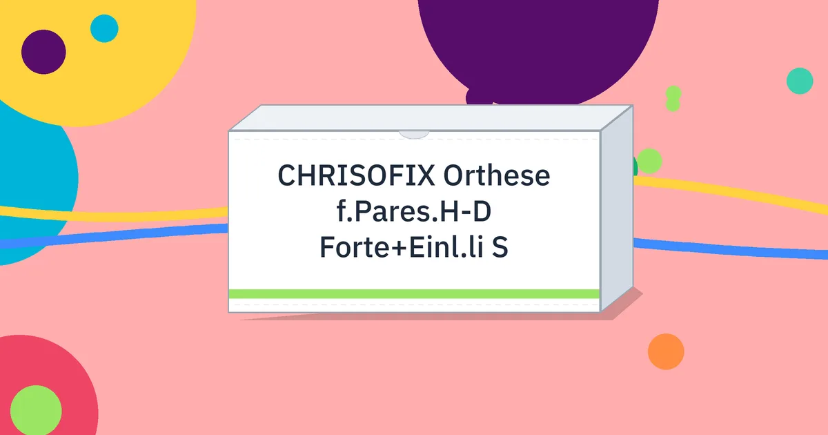 Symbolbild: Packung mit der Aufschrift CHRISOFIX Orthese f.Pares.H-D Forte+Einl.li S (PZN 17586435) – Verfügbarkeit und Bezug in Apotheken in Frankfurt am Main