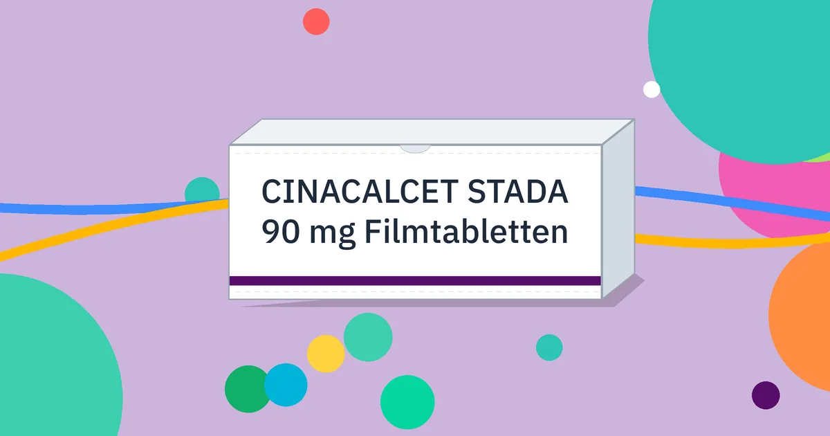 Symbolbild: Packung mit der Aufschrift CINACALCET STADA 90 mg Filmtabletten (PZN 16866227) – Verfügbarkeit und Bezug in Apotheken in Frankfurt am Main
