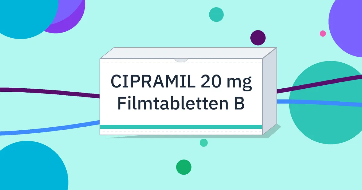 Symbolbild: Packung mit der Aufschrift CIPRAMIL 20 mg Filmtabletten B (PZN 03792728) – Verfügbarkeit und Bezug in Apotheken in Frankfurt am Main