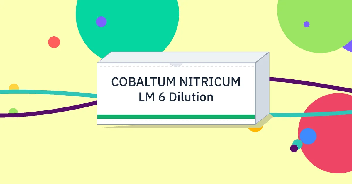 Symbolbild: Packung mit der Aufschrift COBALTUM NITRICUM LM 6 Dilution (PZN 12823528) – Verfügbarkeit und Bezug in Apotheken in Frankfurt am Main
