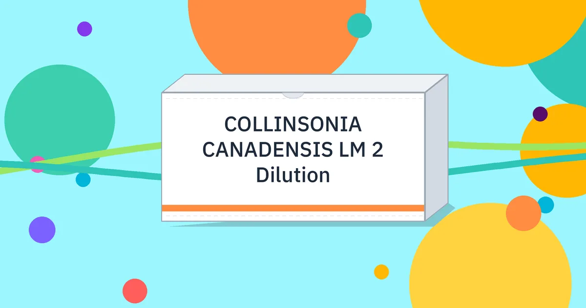 Symbolbild: Packung mit der Aufschrift COLLINSONIA CANADENSIS LM 2 Dilution (PZN 13447688) – Verfügbarkeit und Bezug in Apotheken in Frankfurt am Main