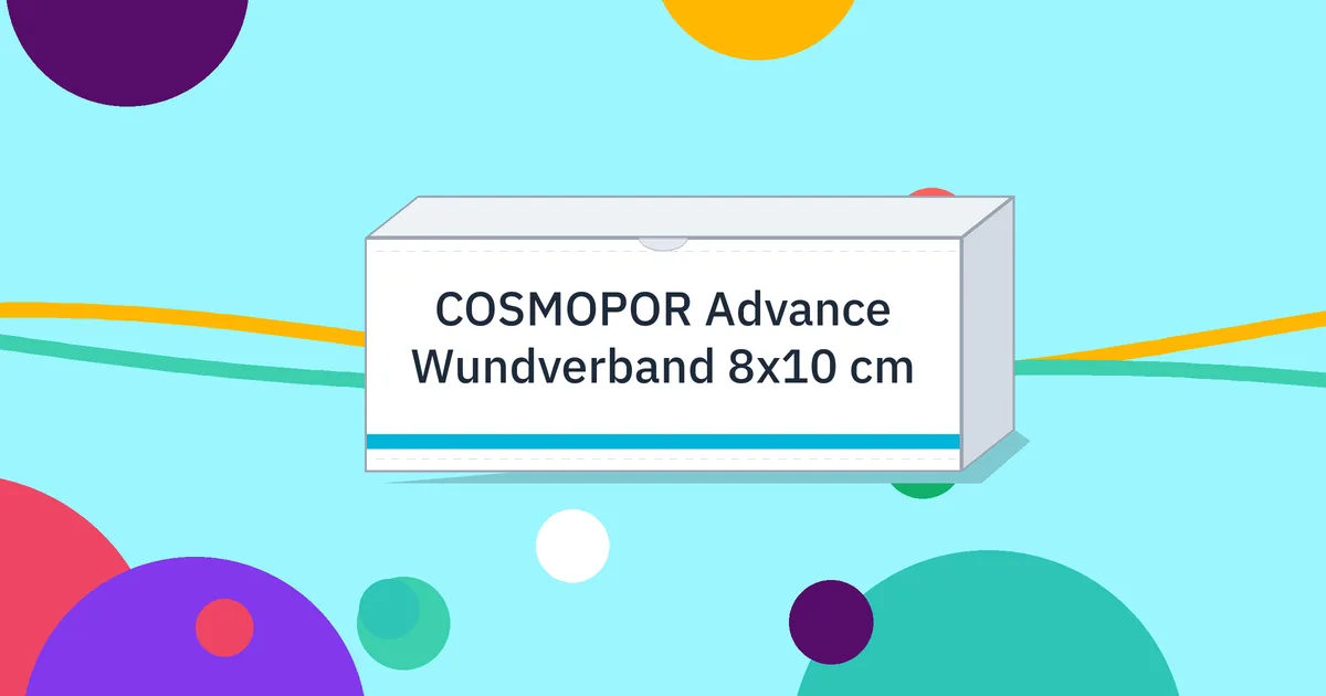 Symbolbild: Packung mit der Aufschrift COSMOPOR Advance Wundverband 8x10 cm (PZN 19665831) – Verfügbarkeit und Bezug in Apotheken in Frankfurt am Main