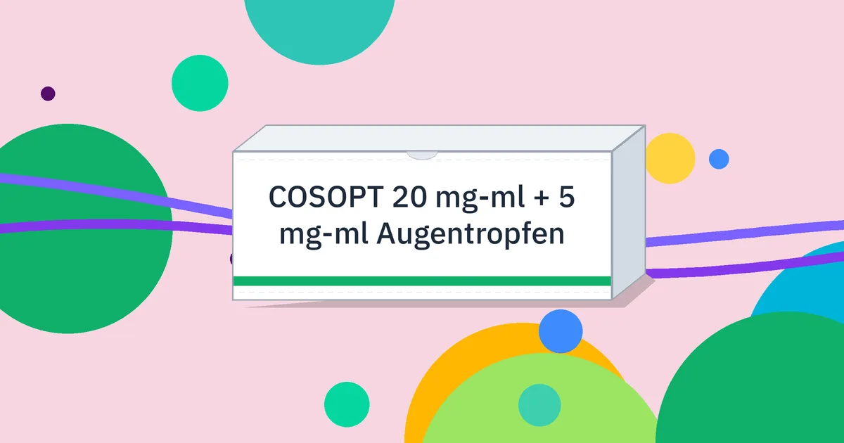 Symbolbild: Packung mit der Aufschrift COSOPT 20 mg-ml + 5 mg-ml Augentropfen (PZN 00120342) – Verfügbarkeit und Bezug in Apotheken in Frankfurt am Main