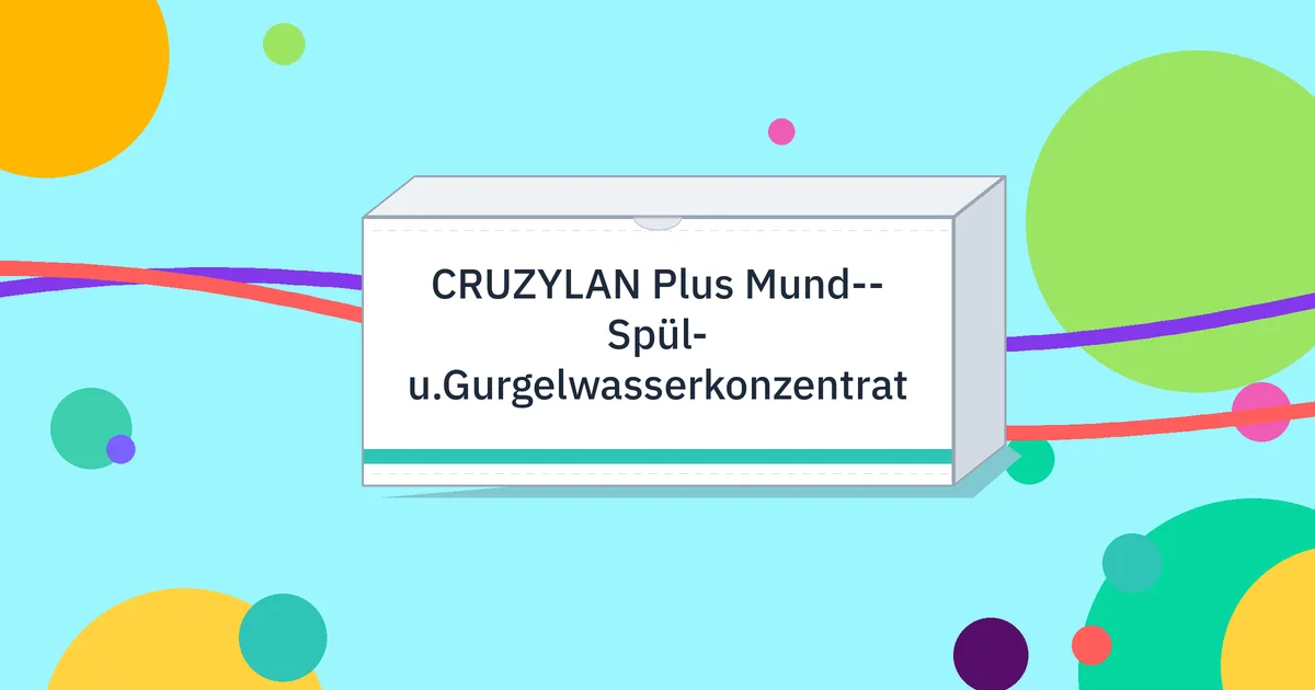 Symbolbild: Packung mit der Aufschrift CRUZYLAN Plus Mund--Spül- u.Gurgelwasserkonzentrat (PZN 00988655) – Verfügbarkeit und Bezug in Apotheken in Frankfurt am Main