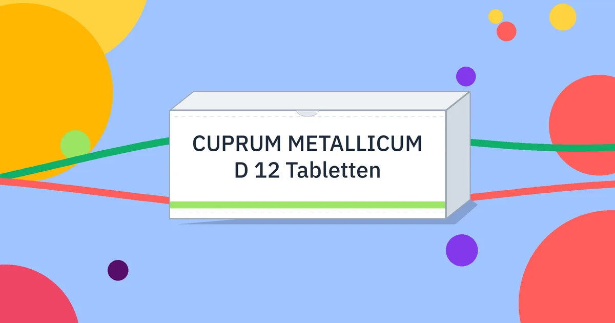 Symbolbild: Packung mit der Aufschrift CUPRUM METALLICUM D 12 Tabletten (PZN 02127874) – Verfügbarkeit und Bezug in Apotheken in Frankfurt am Main
