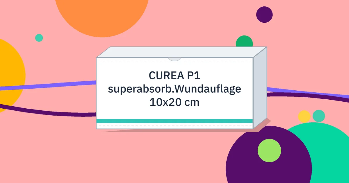 Symbolbild: Packung mit der Aufschrift CUREA P1 superabsorb.Wundauflage 10x20 cm (PZN 06563313) – Verfügbarkeit und Bezug in Apotheken in Frankfurt am Main