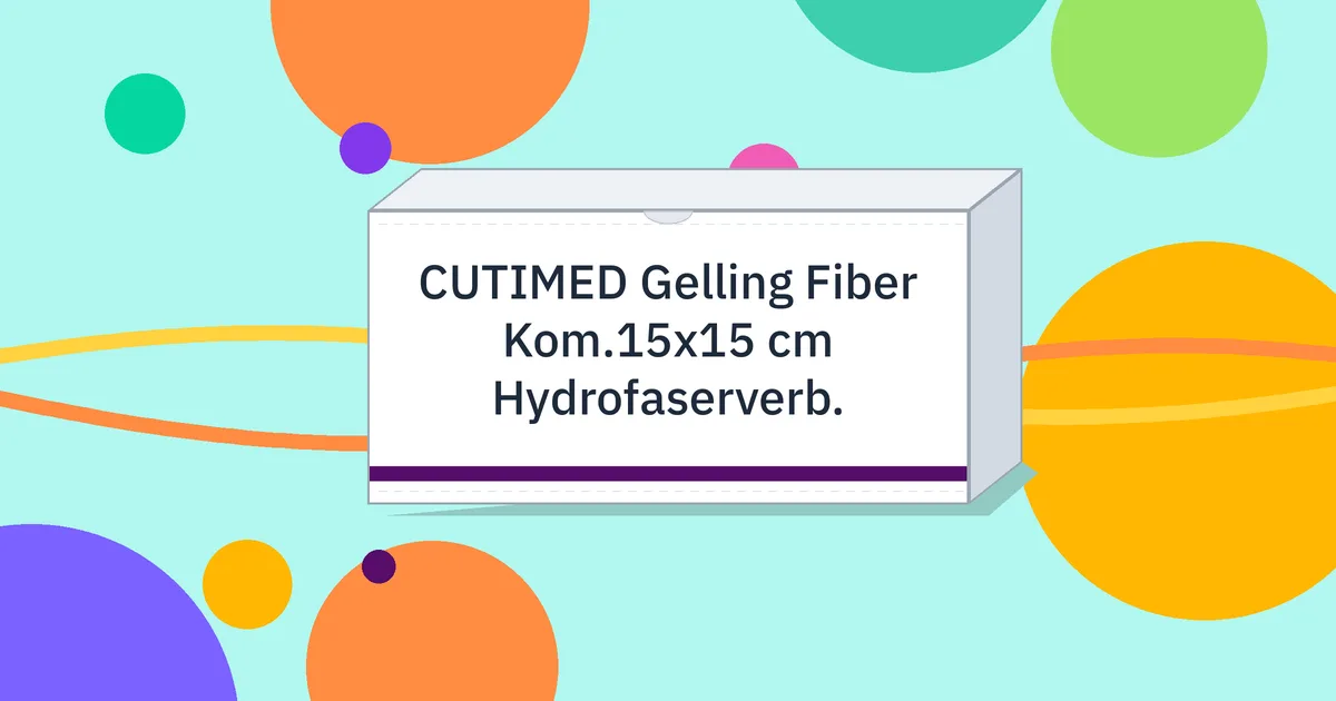 Symbolbild: Packung mit der Aufschrift CUTIMED Gelling Fiber Kom.15x15 cm Hydrofaserverb. (PZN 18473029) – Verfügbarkeit und Bezug in Apotheken in Frankfurt am Main