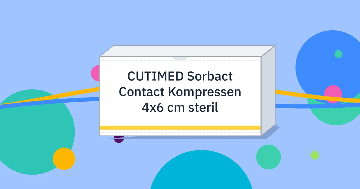 Symbolbild: Packung mit der Aufschrift CUTIMED Sorbact Contact Kompressen 4x6 cm steril (PZN 20846259) – Verfügbarkeit und Bezug in Apotheken in Frankfurt am Main