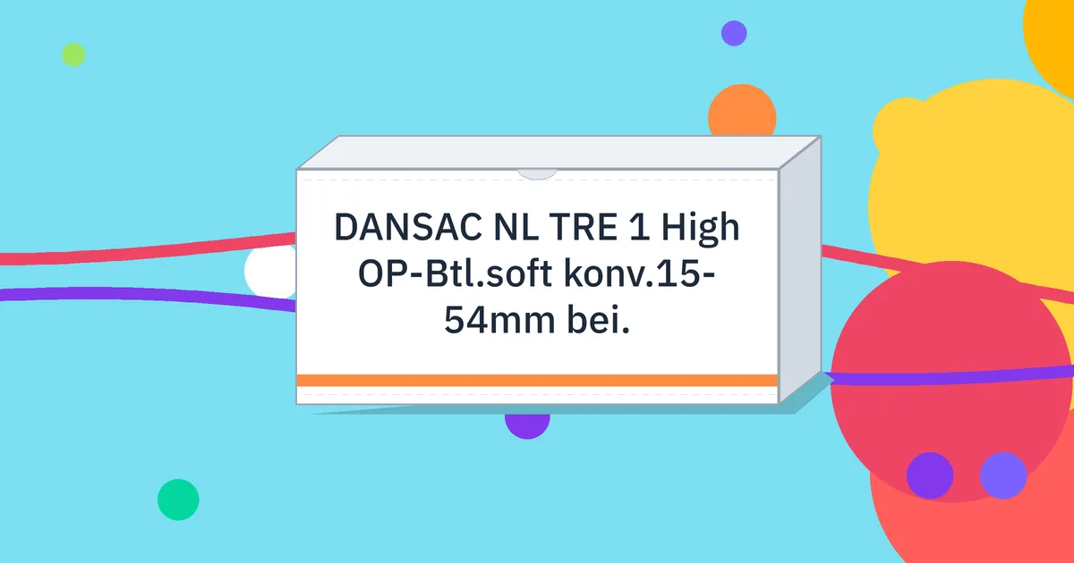 Symbolbild: Packung mit der Aufschrift DANSAC NL TRE 1 High OP-Btl.soft konv.15-54mm bei. (PZN 19745174) – Verfügbarkeit und Bezug in Apotheken in Frankfurt am Main