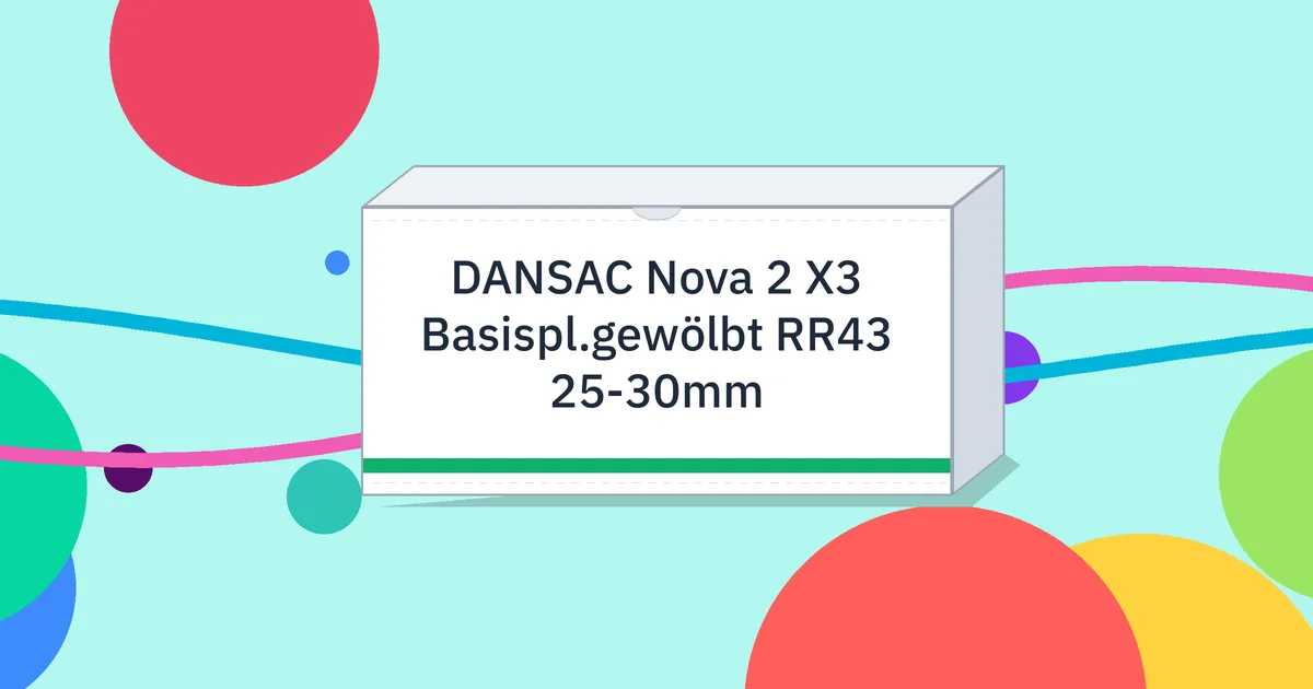 Symbolbild: Packung mit der Aufschrift DANSAC Nova 2 X3 Basispl.gewölbt RR43 25-30mm (PZN 03625373) – Verfügbarkeit und Bezug in Apotheken in Frankfurt am Main