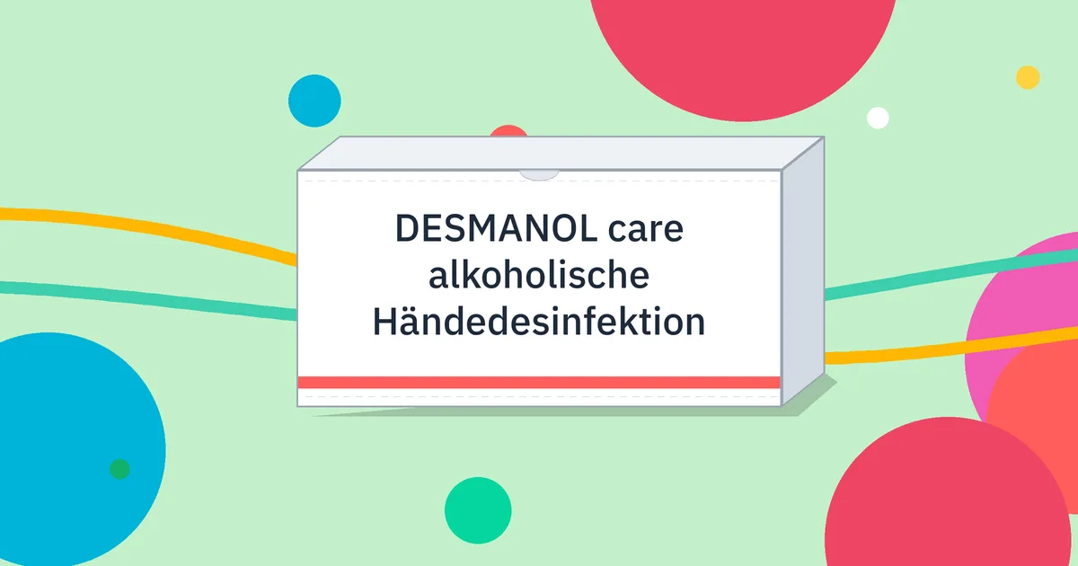Symbolbild: Packung mit der Aufschrift DESMANOL care alkoholische Händedesinfektion (PZN 13354018) – Verfügbarkeit und Bezug in Apotheken in Frankfurt am Main