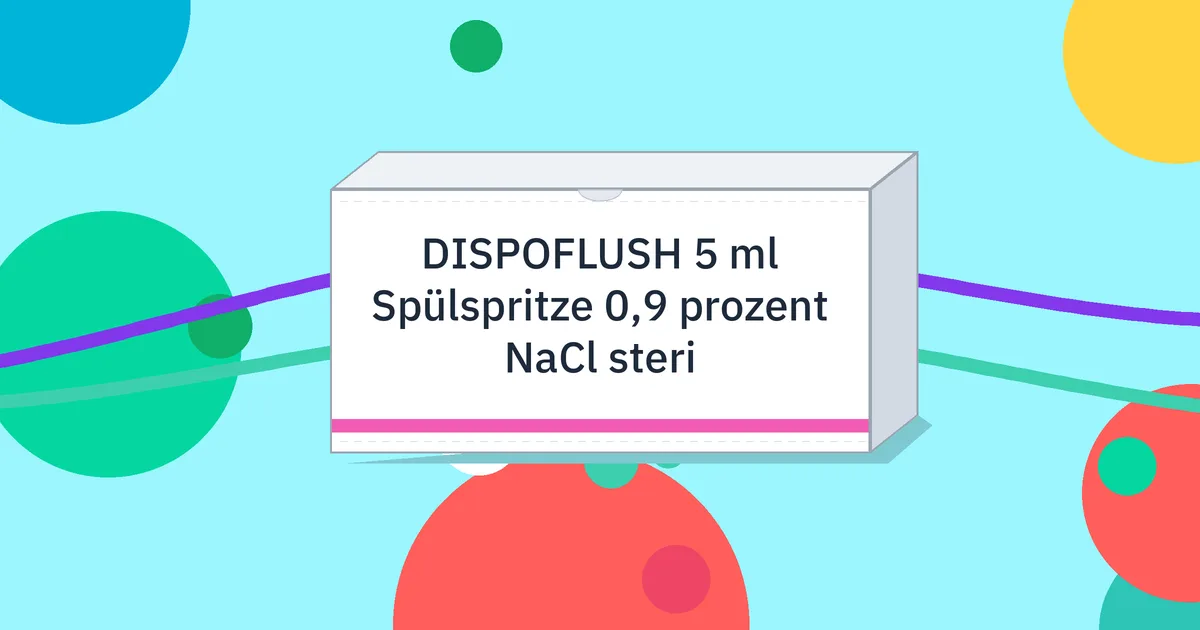 Symbolbild: Packung mit der Aufschrift DISPOFLUSH 5 ml Spülspritze 0,9 prozent NaCl steri (PZN 18060132) – Verfügbarkeit und Bezug in Apotheken in Frankfurt am Main