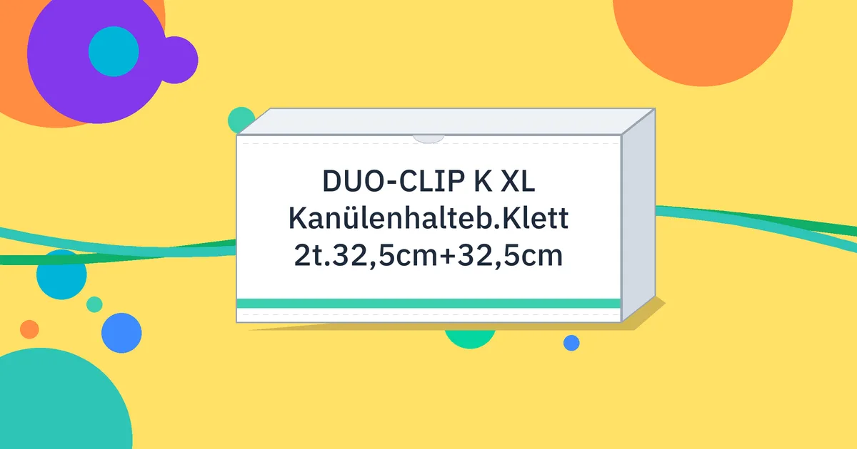 Symbolbild: Packung mit der Aufschrift DUO-CLIP K XL Kanülenhalteb.Klett 2t.32,5cm+32,5cm (PZN 19117414) – Verfügbarkeit und Bezug in Apotheken in Frankfurt am Main