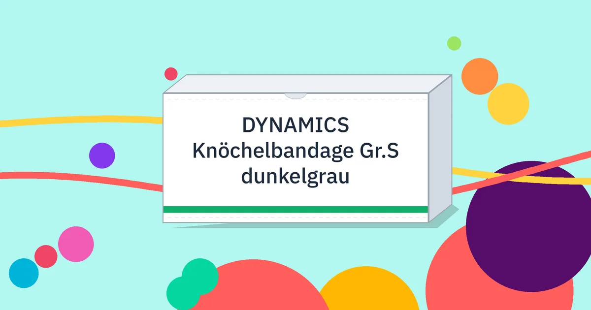Symbolbild: Packung mit der Aufschrift DYNAMICS Knöchelbandage Gr.S dunkelgrau (PZN 10633930) – Verfügbarkeit und Bezug in Apotheken in Frankfurt am Main