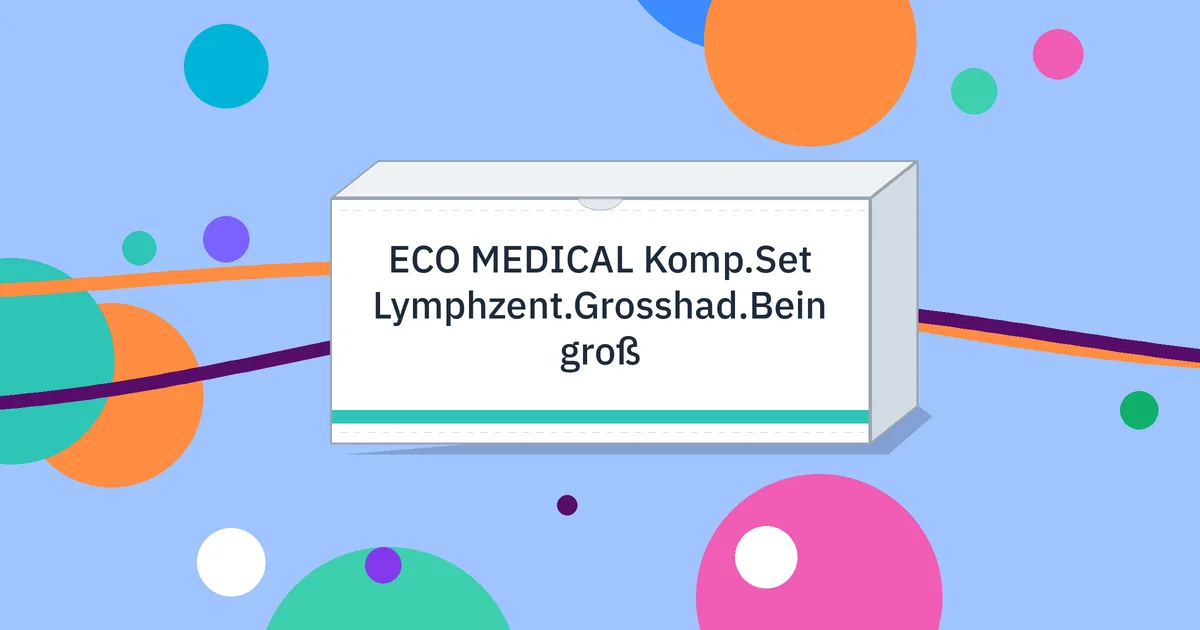 Symbolbild: Packung mit der Aufschrift ECO MEDICAL Komp.Set Lymphzent.Grosshad.Bein groß (PZN 19763597) – Verfügbarkeit und Bezug in Apotheken in Frankfurt am Main