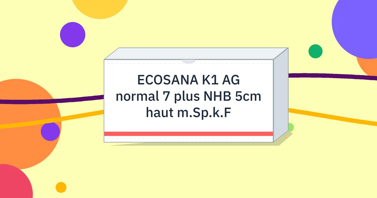 Symbolbild: Packung mit der Aufschrift ECOSANA K1 AG normal 7 plus NHB 5cm haut m.Sp.k.F (PZN 04731002) – Verfügbarkeit und Bezug in Apotheken in Frankfurt am Main