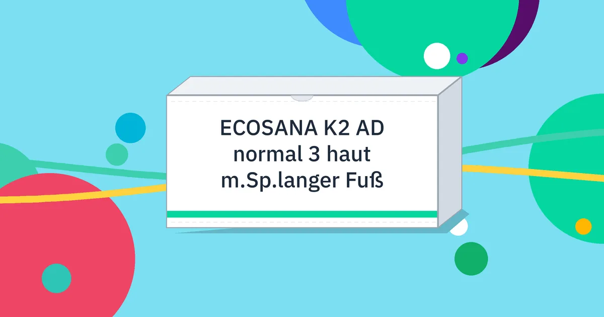 Symbolbild: Packung mit der Aufschrift ECOSANA K2 AD normal 3 haut m.Sp.langer Fuß (PZN 10955935) – Verfügbarkeit und Bezug in Apotheken in Frankfurt am Main