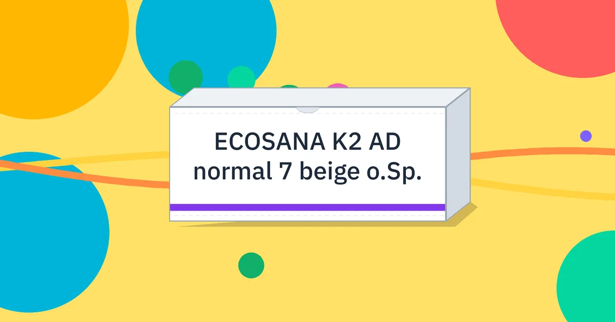 Symbolbild: Packung mit der Aufschrift ECOSANA K2 AD normal 7 beige o.Sp. (PZN 01361728) – Verfügbarkeit und Bezug in Apotheken in Frankfurt am Main