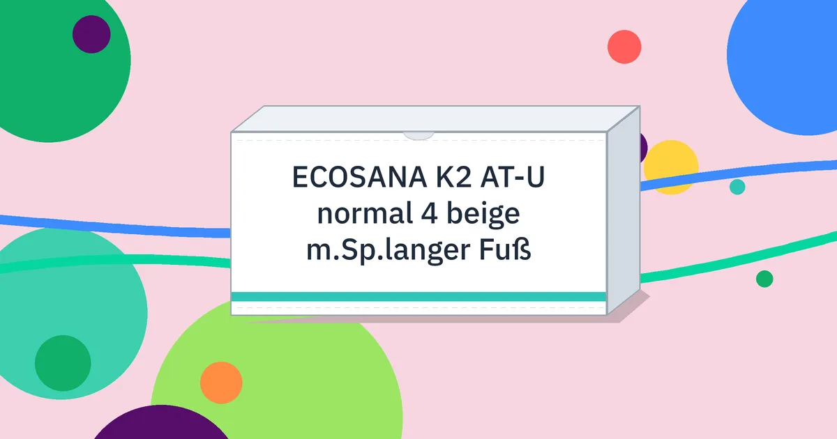 Symbolbild: Packung mit der Aufschrift ECOSANA K2 AT-U normal 4 beige m.Sp.langer Fuß (PZN 10956484) – Verfügbarkeit und Bezug in Apotheken in Frankfurt am Main