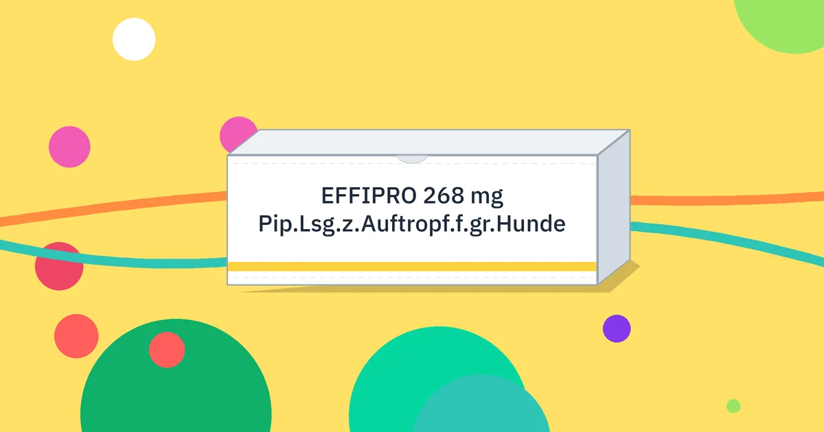 Symbolbild: Packung mit der Aufschrift EFFIPRO 268 mg Pip.Lsg.z.Auftropf.f.gr.Hunde (PZN 05507637) – Verfügbarkeit und Bezug in Apotheken in Frankfurt am Main