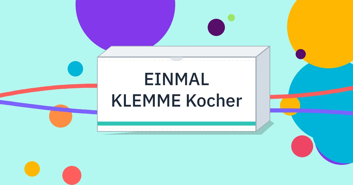 Symbolbild: Packung mit der Aufschrift EINMAL KLEMME Kocher (PZN 09379662) – Verfügbarkeit und Bezug in Apotheken in Frankfurt am Main