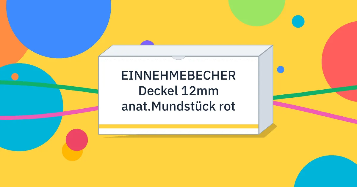 Symbolbild: Packung mit der Aufschrift EINNEHMEBECHER Deckel 12mm anat.Mundstück rot (PZN 13919130) – Verfügbarkeit und Bezug in Apotheken in Frankfurt am Main
