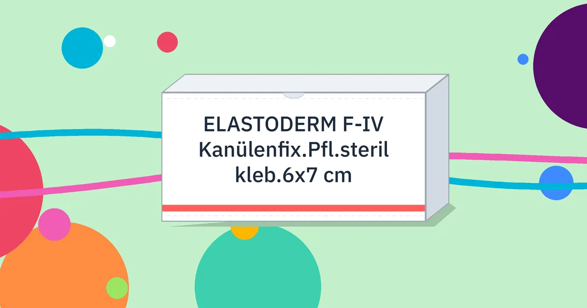 Symbolbild: Packung mit der Aufschrift ELASTODERM F-IV Kanülenfix.Pfl.steril kleb.6x7 cm (PZN 19388811) – Verfügbarkeit und Bezug in Apotheken in Frankfurt am Main