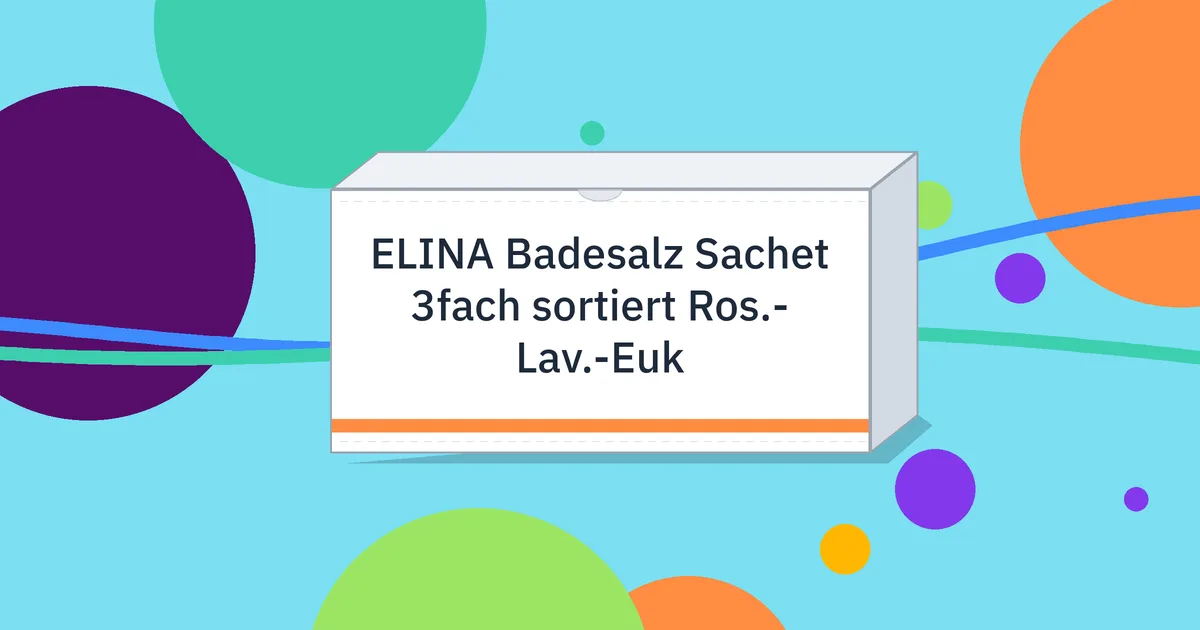 Symbolbild: Packung mit der Aufschrift ELINA Badesalz Sachet 3fach sortiert Ros.-Lav.-Euk (PZN 10287037) – Verfügbarkeit und Bezug in Apotheken in Frankfurt am Main