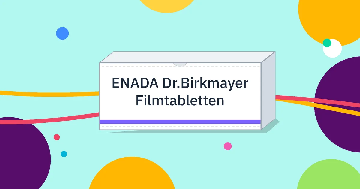 Symbolbild: Packung mit der Aufschrift ENADA Dr.Birkmayer Filmtabletten (PZN 04182481) – Verfügbarkeit und Bezug in Apotheken in Frankfurt am Main