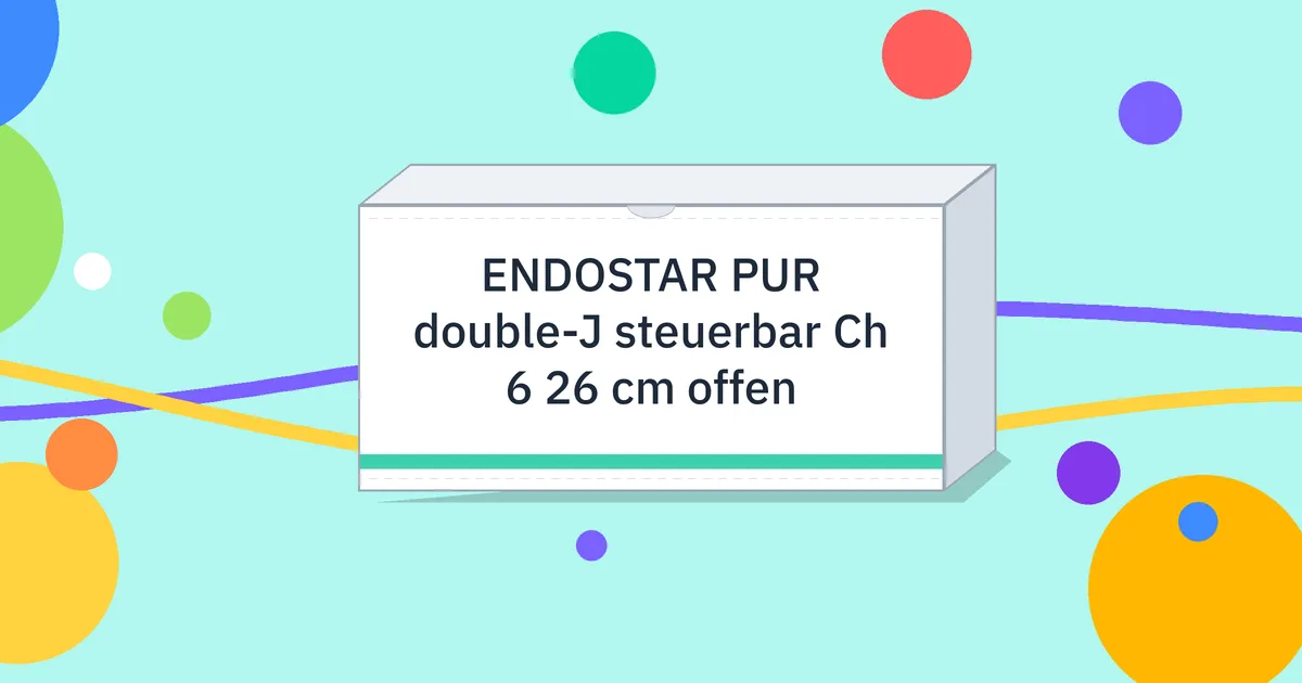 Symbolbild: Packung mit der Aufschrift ENDOSTAR PUR double-J steuerbar Ch 6 26 cm offen (PZN 00474258) – Verfügbarkeit und Bezug in Apotheken in Frankfurt am Main