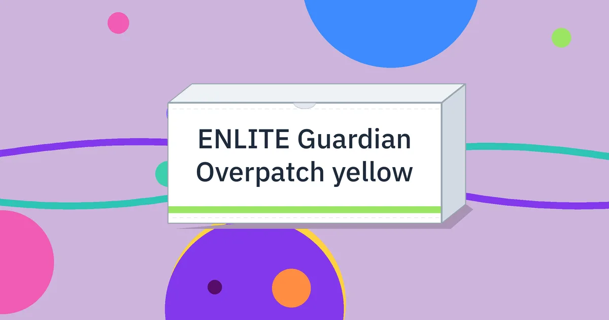 Symbolbild: Packung mit der Aufschrift ENLITE Guardian Overpatch yellow (PZN 19865435) – Verfügbarkeit und Bezug in Apotheken in Frankfurt am Main