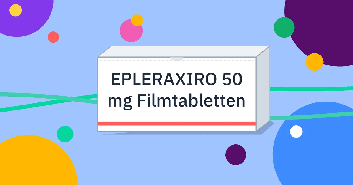 Symbolbild: Packung mit der Aufschrift EPLERAXIRO 50 mg Filmtabletten (PZN 17202104) – Verfügbarkeit und Bezug in Apotheken in Frankfurt am Main